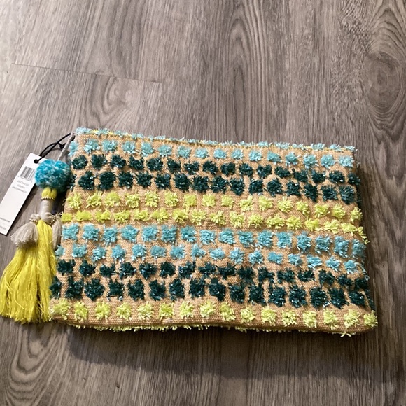 Steve Madden | Bags | Steve Madden Jsria Straw Wallet Green Yellow And ...